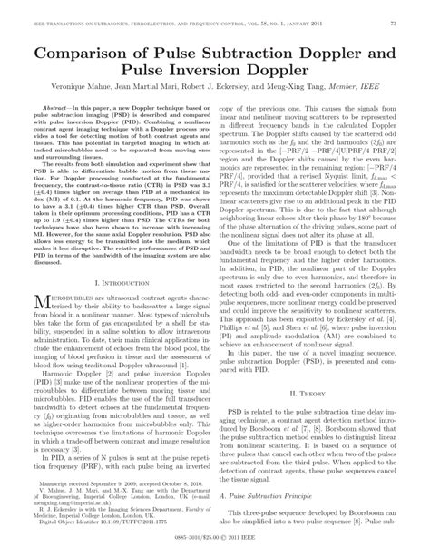 pdf comparison of pulse subtraction doppler and pulse inversion doppler