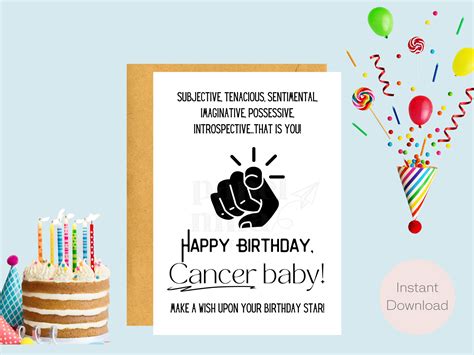 Cancer Birthday Card Zodiac Sign Funny And Witty Greeting Card