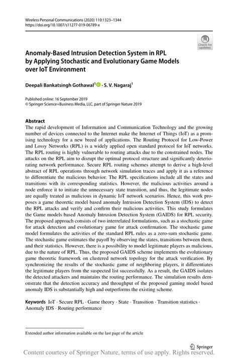 Anomaly Based Intrusion Detection System In Rpl By Applying Stochastic