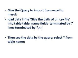 Import Data MySQL To Excel Excel To MySQL PPT