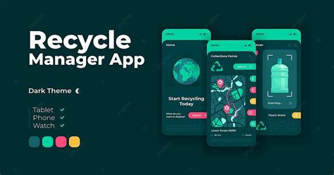 Set Of Vector Templates Featuring A Cartoon Smartphone Interface For Efficient Recycling