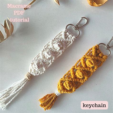 Macrame Keychain Pattern Pdf Berry Knot Boho Keychain Modern Inspire Uplift