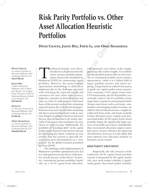 Pdf Risk Parity Portfolio Vs Other Asset Allocation Heuristic Portfolios