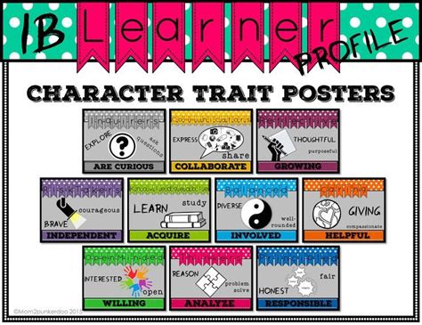 Myp And Pyp Ib Learner Profile Character Traits Posters Learner