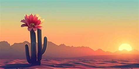 선인장과 모래 언덕 생성 Ai가 있는 사막 풍경의 3d 밝고 화려한 일몰 사막 풍경에 3d 밝고 화려한 일몰 선인장과 모래 언덕 생성 Ai 포함 사막 풍경 배경