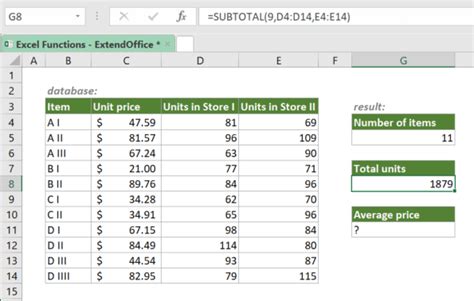 Excel Teilsumme Funktion
