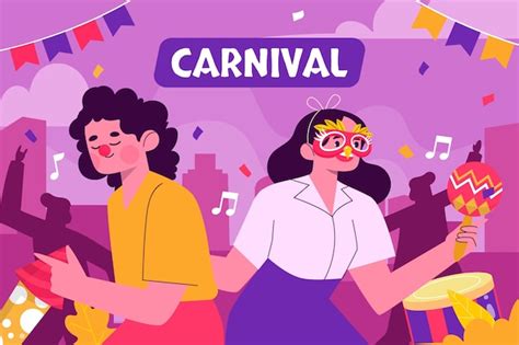 플랫 카니발 파티 그림 무료 벡터