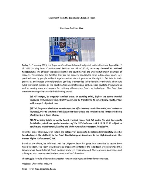 Eron Litigation Team Statement Pdf Court Martial Lawsuit