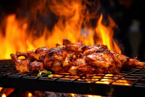A La Parrilla Pollo En Un Parrilla Con Llamas Ai Generado 27539966 Foto