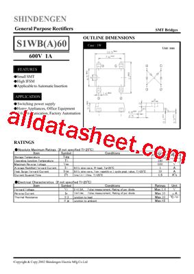 S1WB60_02 Datasheet(PDF) - Shindengen Electric Mfg.Co.Ltd