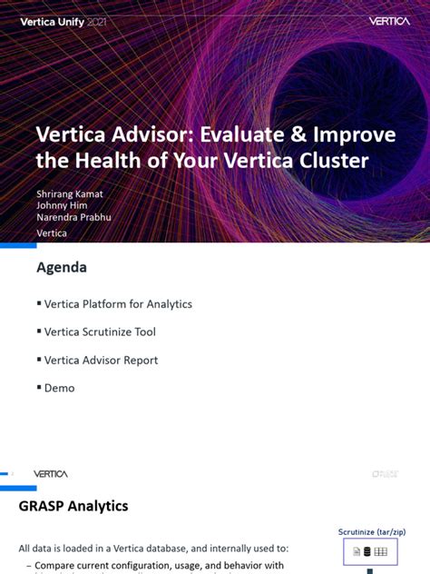 Vertica Unify 2021 Health Advisor Evaluate And Improve The Health
