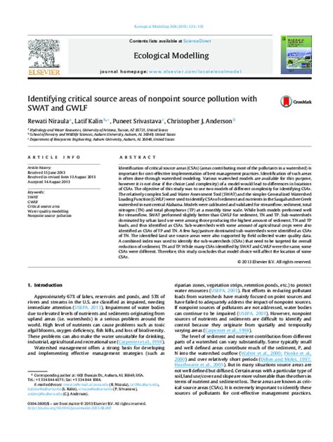 Pdf Identifying Critical Source Areas Of Nonpoint Source Pollution