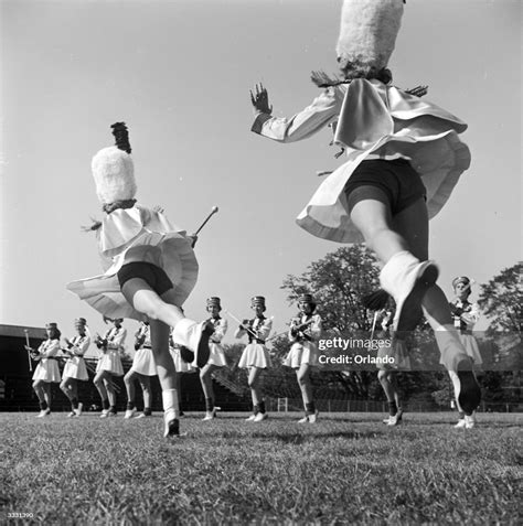 American High School Majorettes Lead The Baton Twirlers A Special