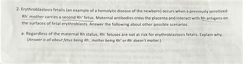 Solved Erythroblastosis Fetalis An Example Of A Hemolytic Chegg Com