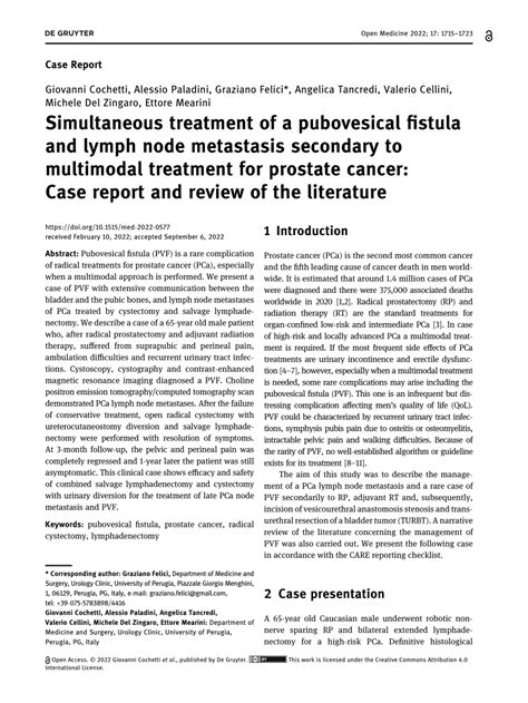 Pdf Simultaneous Treatment Of A Pubovesical Fistula And Lymph Node