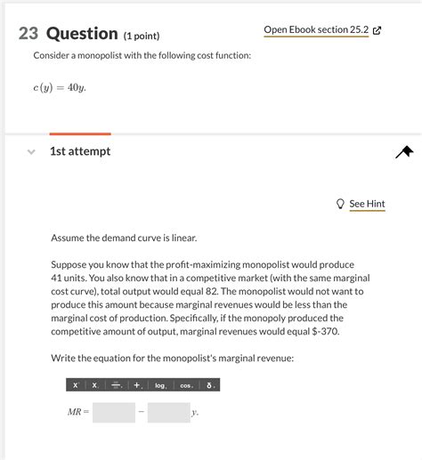 Solved 23 ﻿Question (1 ﻿point)Open Ebook section | Chegg.com
