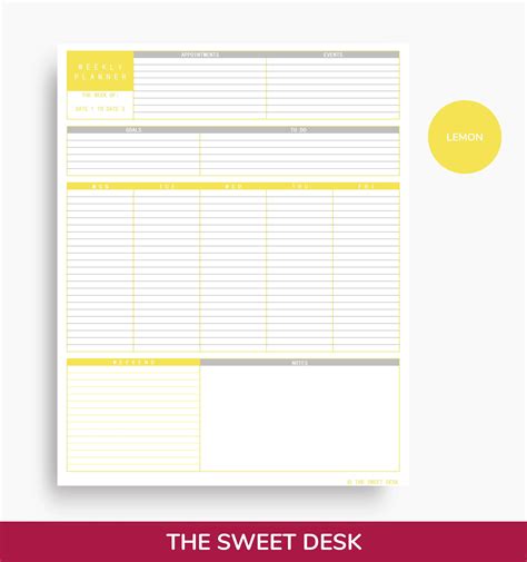 Printable Excel Weekly Planner Template Editable One Page Weekly Planner With To Do List Esther