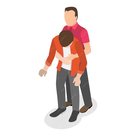 D Isometric Flat Vector Illustration Of First Aid Procedure For Choking