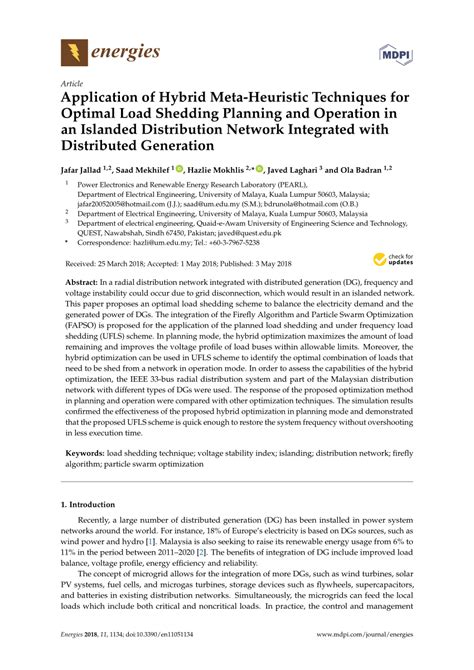 Pdf Application Of Hybrid Meta Heuristic Techniques For Optimal Load