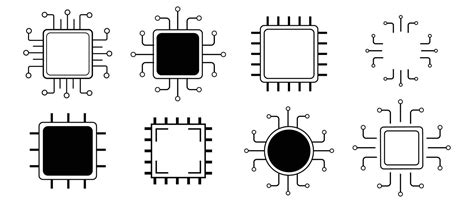 Processor Line Icon Microchip Cpu Technology Board Central Processing Unit Design Element