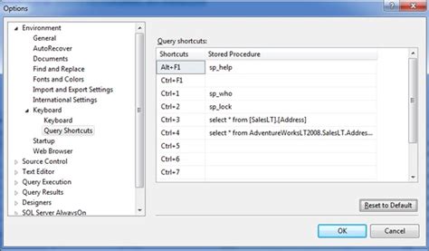 Microsoft Business Intelligence Creating Shortcut Key In Sql Server