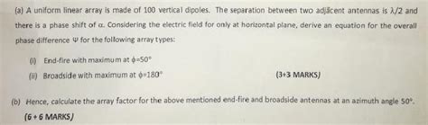 Solved A A Uniform Linear Array Is Made Of 100 Vertical
