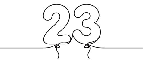 Black Outline Drawing Of The Number Twenty Three Formed By Two
