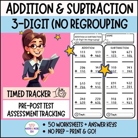 3 Digit Addition Subtraction Without Regrouping Timed Math Fact Fluency Practice