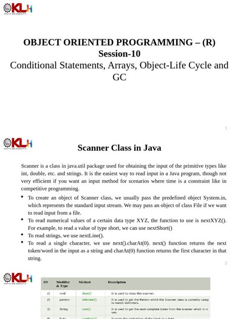 Session 10 Conditional Statements And Arraysobject Life Cyclegc Pdf