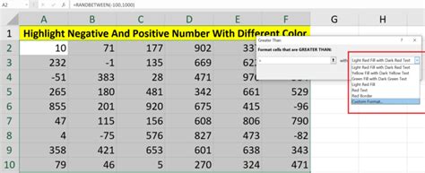 conditional highlight negative and positive cell in excel excel help