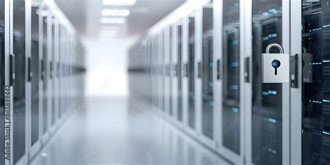 Monitor Server Room Staff With Locked Key Symbol On Computer Screens