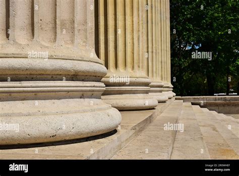 Ionic Order Column Base Closeup Diminishing Perspective View Ancient Architectural Style And