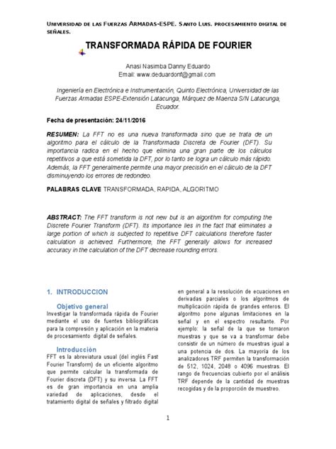 Paper Transformada Rapida De Fourier Pdf Transformada Rápida De