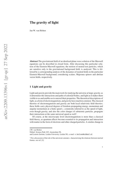 Pdf The Gravity Of Light