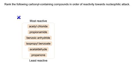 Rank The Following Carbonyl Containing Compounds In Order Of Reactivity Towards Nucleophilic