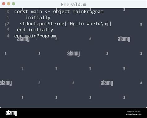 Emerald Language Hello World Program Sample In Editor Window