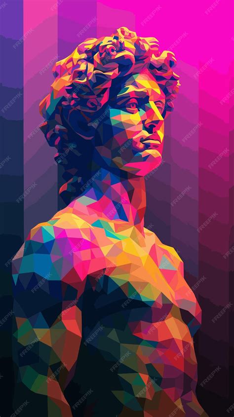 Premium Vector Creative Abstract Plaster Statue Of David In Geometric Shapes Minimal Concept