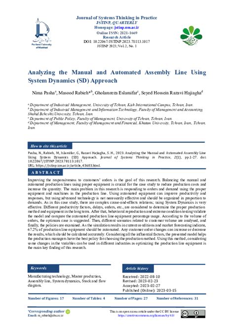 Pdf Analyzing The Manual And Automated Assembly Line Using System