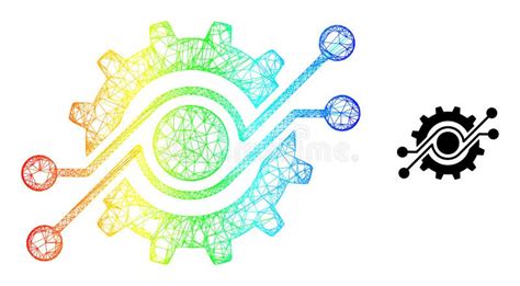 Net Gear Electronic Component Web Mesh Icon With Spectral Gradient