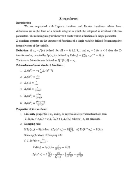 Module 4 Z Transform Pdf Equations Recurrence Relation