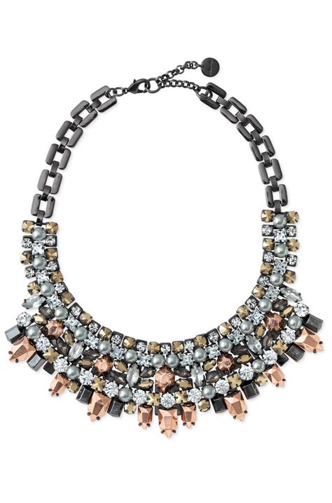 Mixed Metal And Stone Statement Bib Necklace Kahlo Bib Necklace