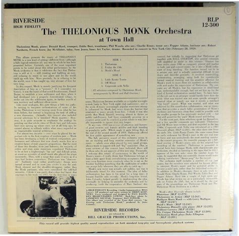 The Thelonious Monk Orchestra At Town Hall 1959 Dg