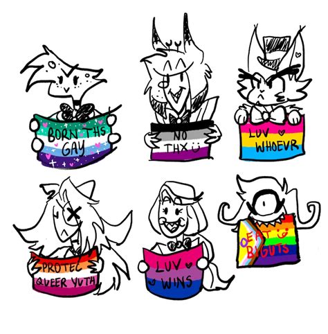 Hazbin Hotel Helluva Boss Lgbtq Pride Flag Sketchy Doodle Stickers