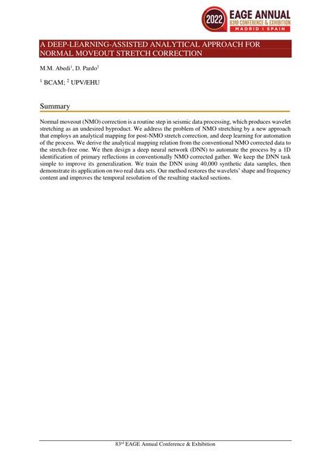 Pdf A Deep Learning Assisted Analytical Approach For Normal Moveout Stretch Correction