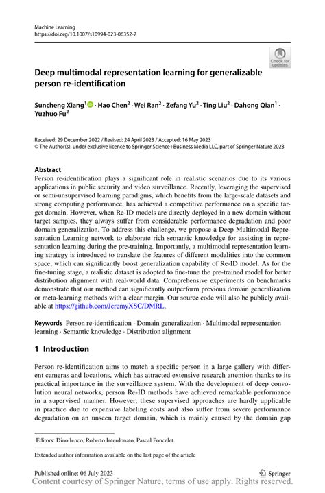 Deep Multimodal Representation Learning For Generalizable Person Re
