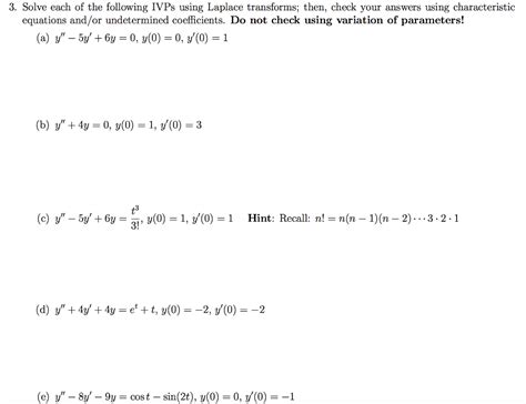 solved solve each of the following ivps using laplace