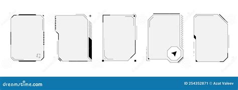 Hud Digital Futuristic User Interface Square Vertical Frame Set Sci Fi High Tech Screens Stock
