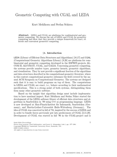 Geometric Computing With Cgal And Leda Kurt Mehlhorn And Stefan