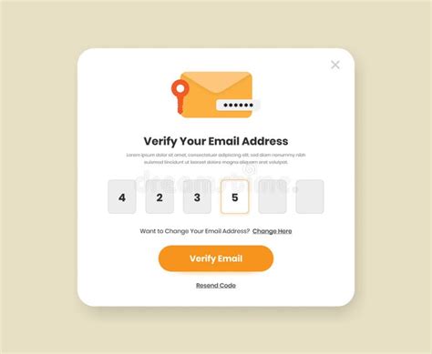 Email Otp Verification Popup Screen With Illustration For Mobile And Web Interface Kit Stock