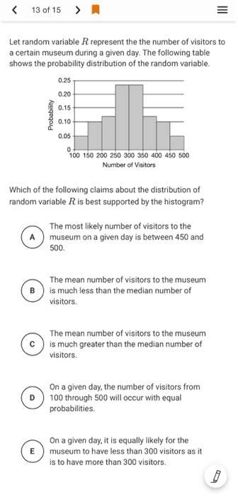Solved 13 Of 15 Mii Let Random Variable R Represent The